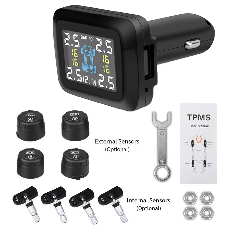 Car TPMS Cigarette Lighter Tire Pressure Monitoring System Alarm Tyre ...