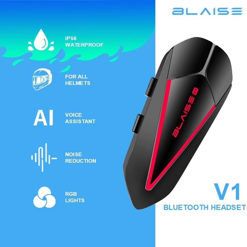 Blaise V1 Helmet Bluetooth Headset Wireless IP56 Waterproof Automatic ...
