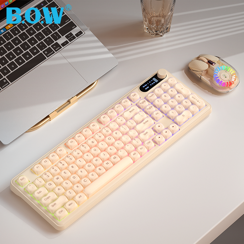 BOW K960 Series Tri-mode Backlight Wireless Keyboard Rechargeable ...