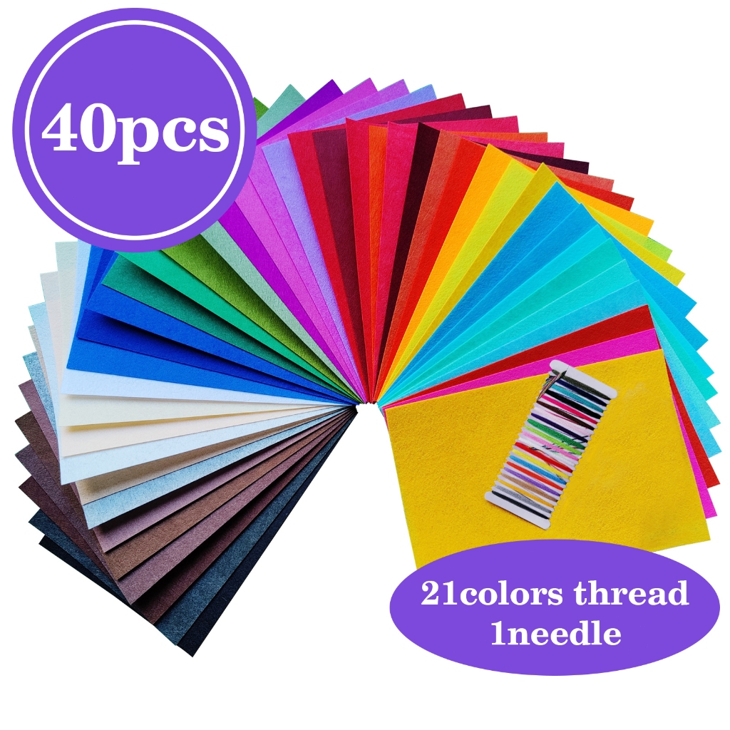 Stiff Felt Fabric Sheets for Crafts DIY Art Sewing Projects 40 Assorted ...
