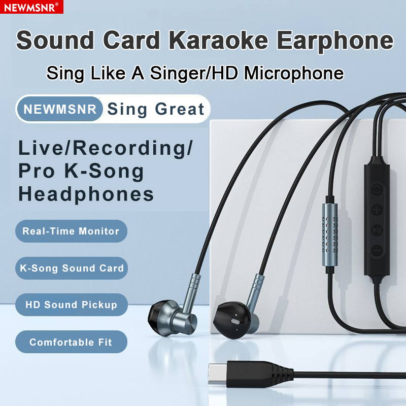 NEWMSNR TYPE-C Karaoke Wired Earphones HD Microphone Comfortable ...