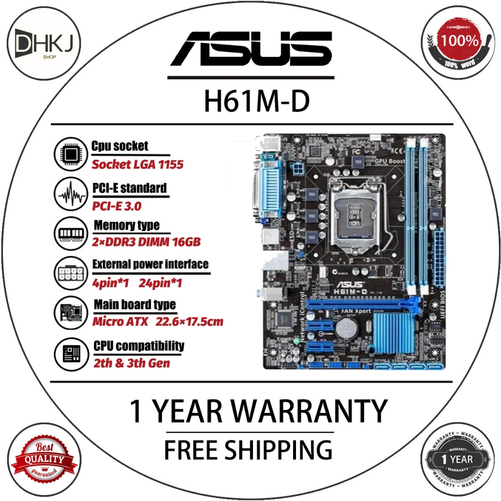 For ASUS H61M-D/ H61M-PLUS/H61M-A USB3 1155 Pins H61 Main Board ...