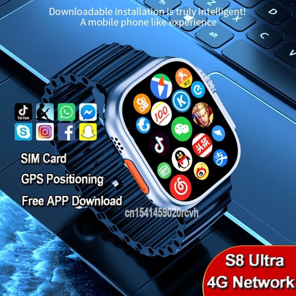 NEW 4G Network S8 ultra Sim Card Call Smart Watches Android OS GPS Map ...
