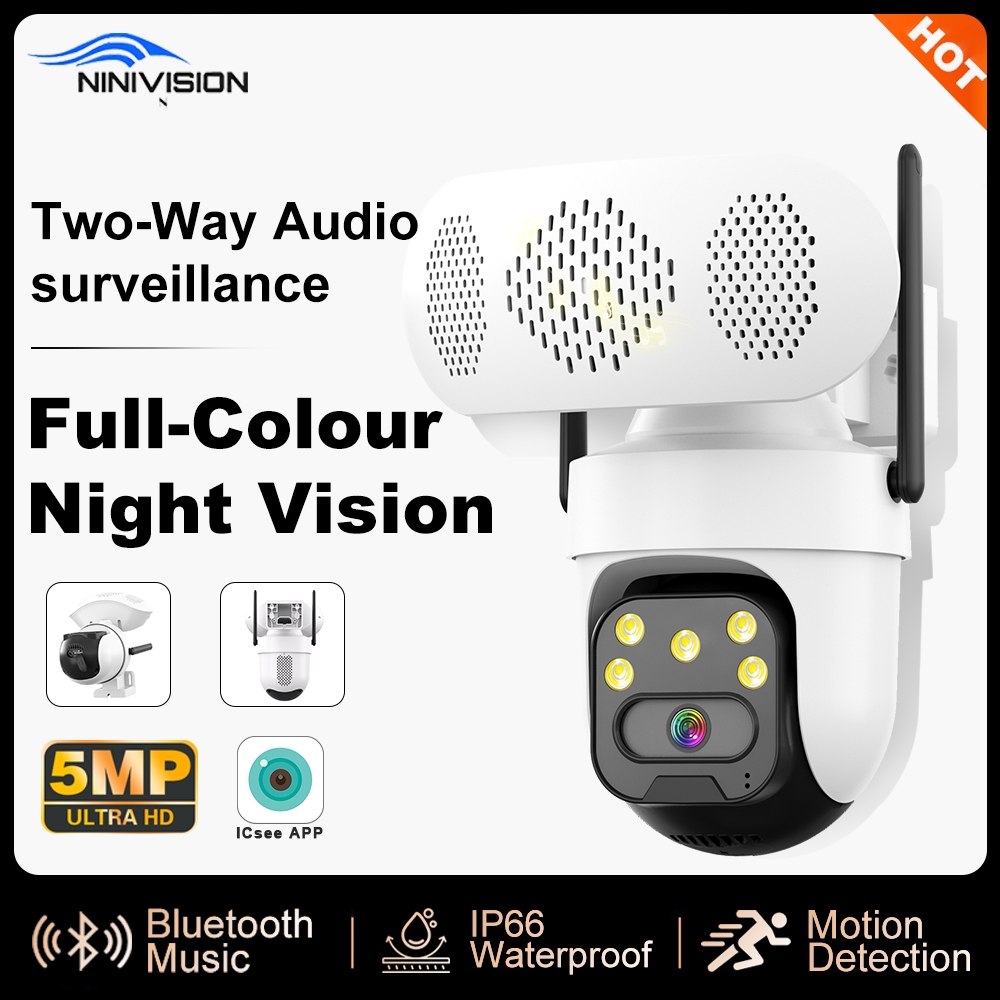 5MP Music Player Camera WIFI Bluetooth Speaker PTZ IP CCTV PTZ Outdoor ...