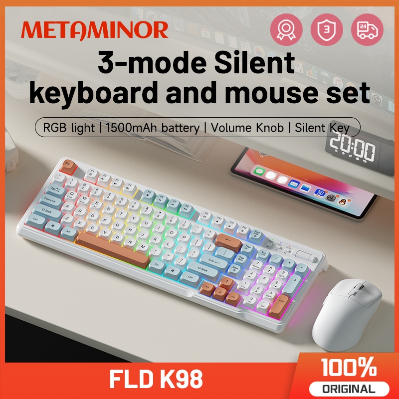FLD K98 Silent Wireless Keyboard and Mouse Set Bluetooth 2.4g Wired ...
