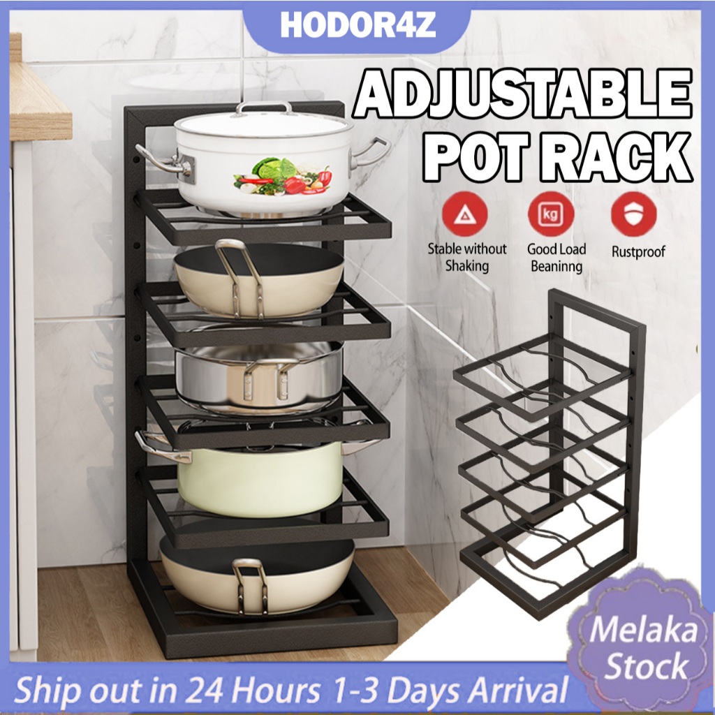 Adjustable Pot Rack Stainless Steel Kitchen Pots Storage Shelf 1/3/5 ...