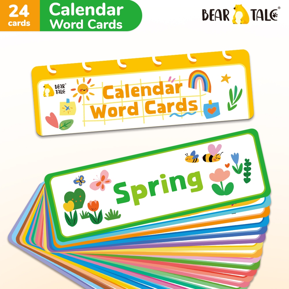 BEAR TALE 24Pcs Calendar Word Cards Kids Educational Learning Flash ...