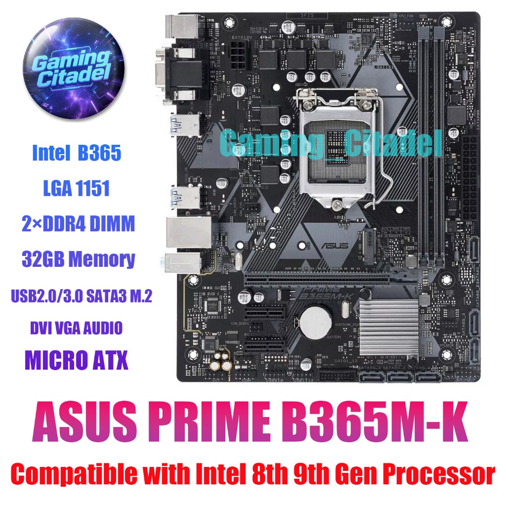 Used ASUS PRIME B365M-K DDR4 MATX LGA 1151 B365 Chipset Compatible with ...