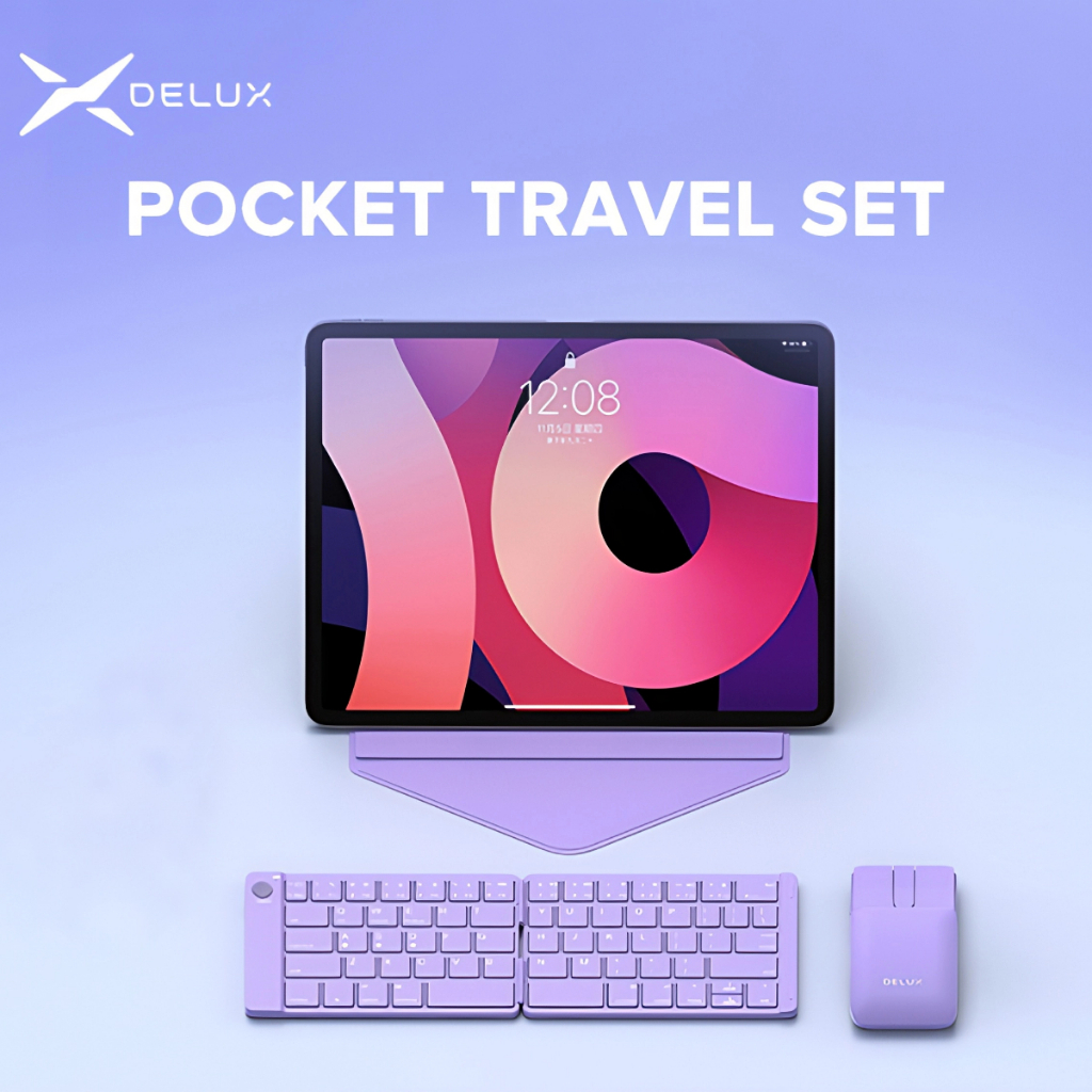 DELUX MF10PRO KF10 Folding Portable Wireless Keyboard and Mouse Set ...