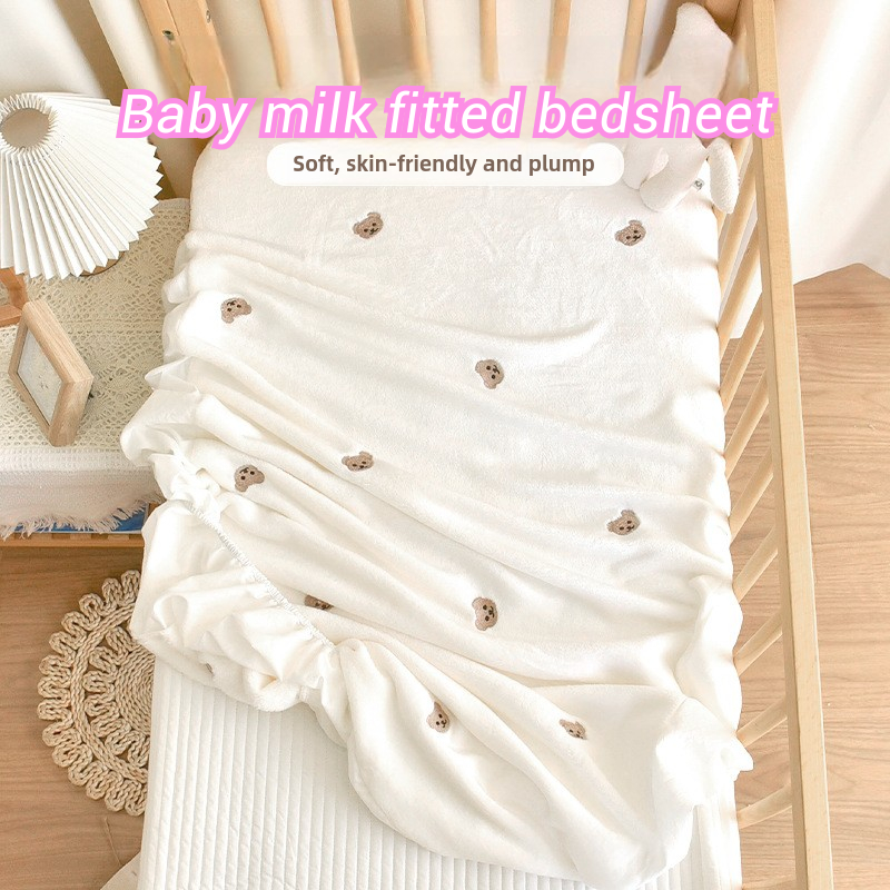 Baby milk velvet fitted bedsheet hooga throw soft crib bedspread ...