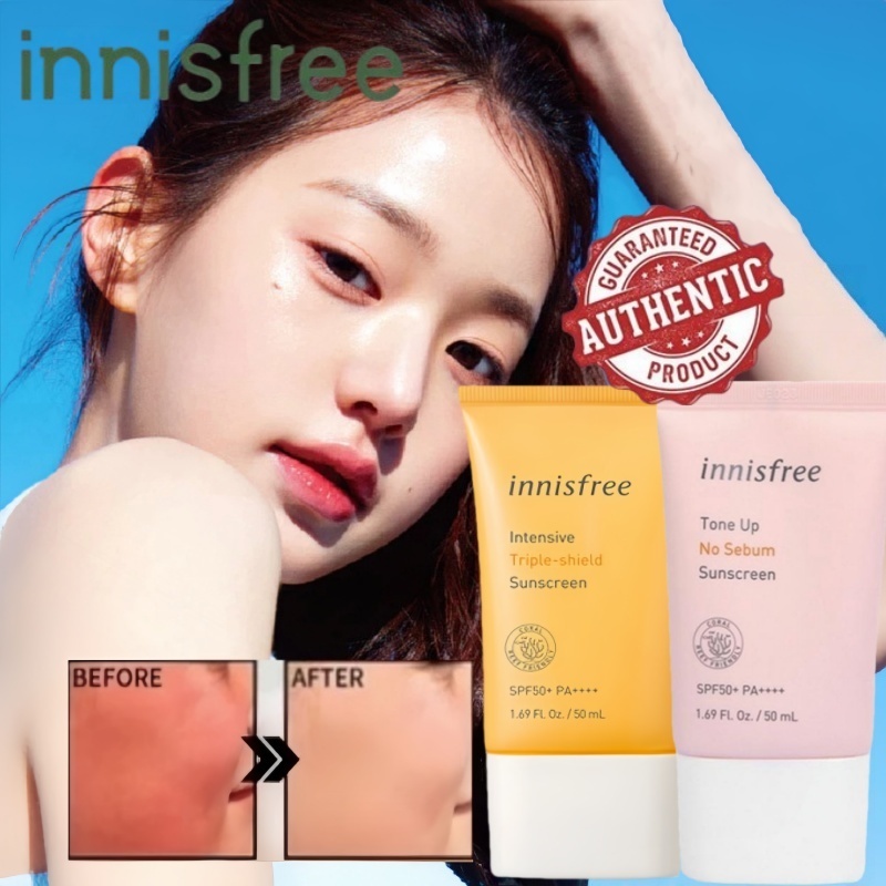 100%Original 𝐈𝐍𝐍𝐈𝐒𝐅𝐑𝐄𝐄 Tone Up No Sebum Sunscreen / Intensive Triple ...