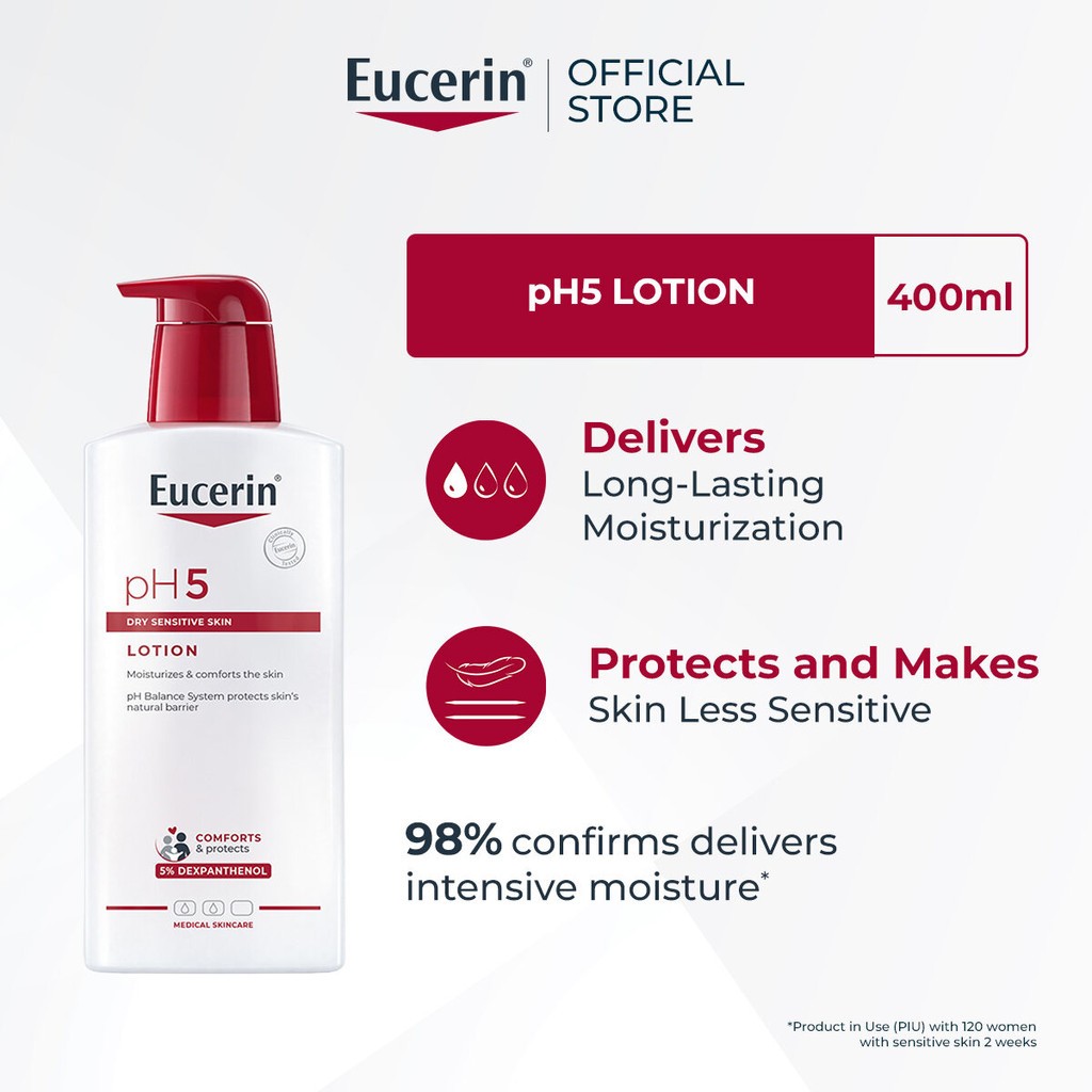 Eucerin pH5 Body Moisturizer Lotion (400ml/250ml) - Gentle Formula ...