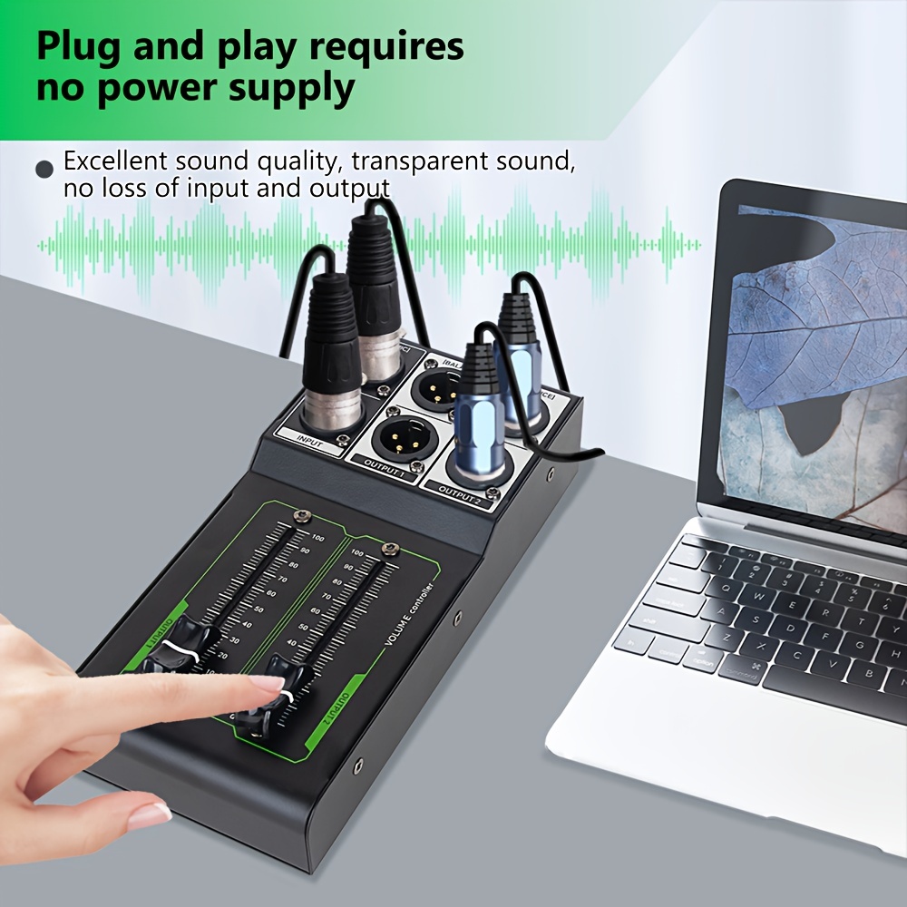 VeGue Passive Volume Controller XLR Mixer 1 in 2 out Splitter Passive ...
