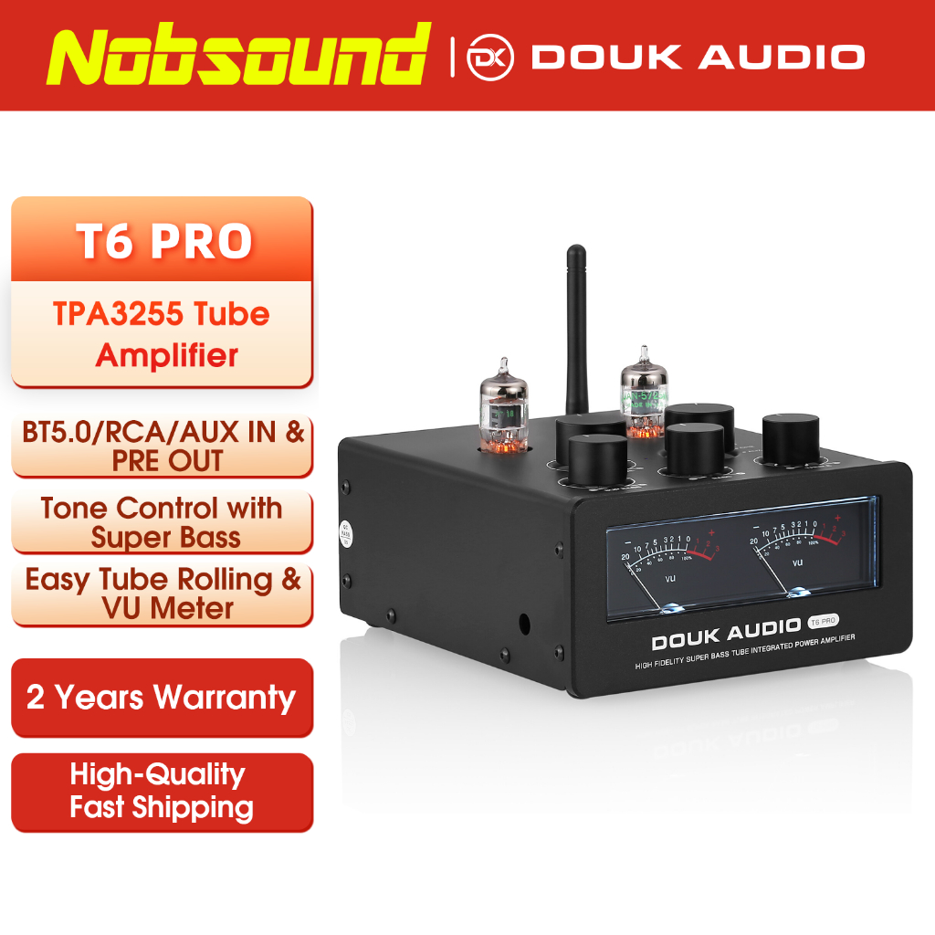 Douk Audio T6PRO HIFI TPA3255 Bluetooth Receiver Vacuum Tube Amplifier ...