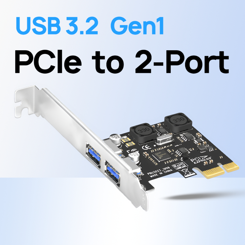 PCIe to USB 3.2 Gen1 expansion card PCI-E x1 to USB 3.0 2-port 5Gbps ...