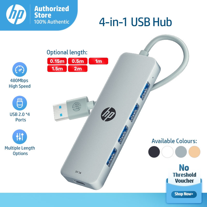 HP USB Hub | 5-in-1 USB 2.0 | 5Gbps Data Transfer | Aluminum Shell ...