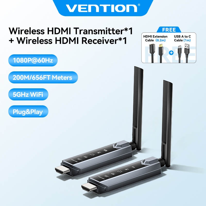 Vention Wireless HDMI Extender Kit 1TX+1RX Up to 200m&657(ft) 5GHz ...
