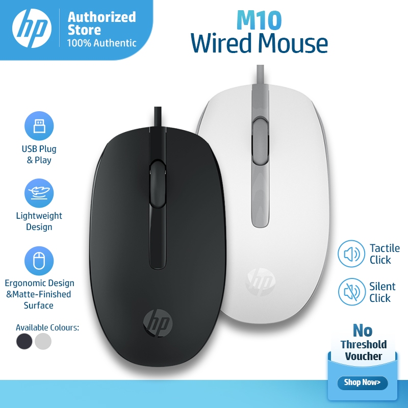 [Malaysia Stock] HP M10 Wired Mouse1000 DPI Optical Sensor Silent Mouse Wired Ergonomic Mice for ...