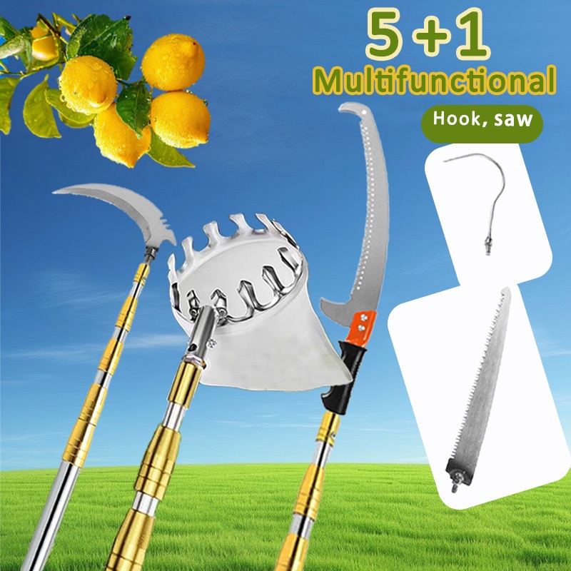 3-7M Telescopic Fruit picker branch saw with adjustable long pole High Pruning Tree Branch ...