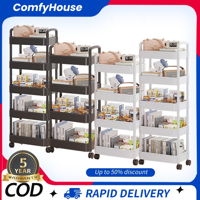 【5-Tier Rolling Cart】 Multifunction Storage Trolley Rack Troli ...