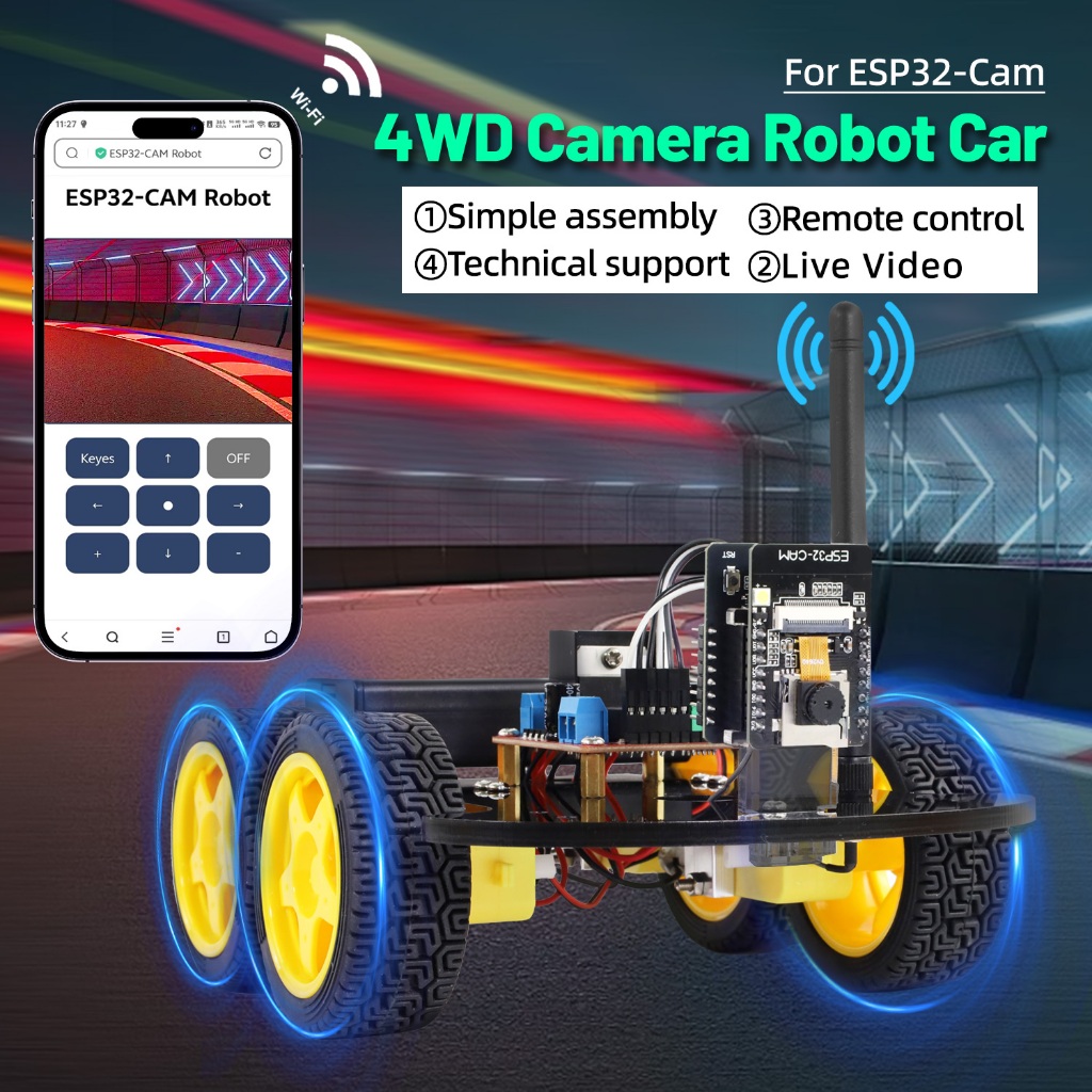 Keyestudio ESP32-Cam 4WD Robot Car Kit WIFI & Camera For Arduino ESP32 ...