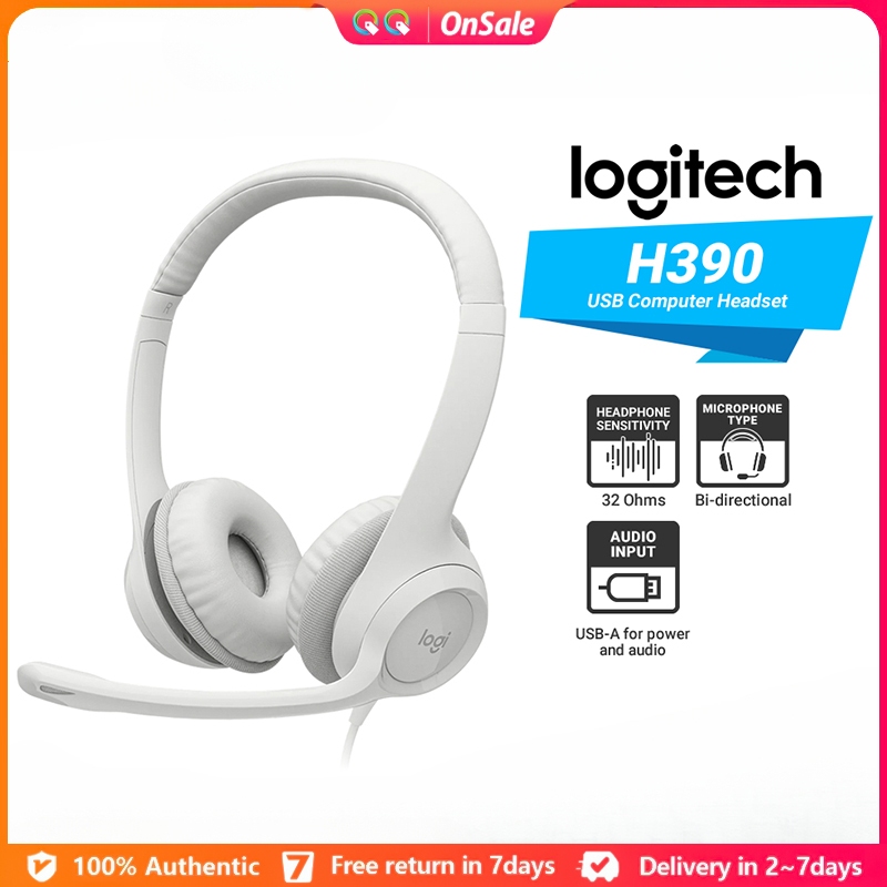 Logitech H390 USB Headset Rotating Noise Canceling Mic Digital Stereo ...