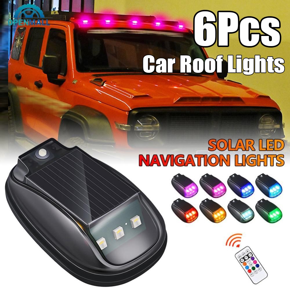 6Pcs Car Roof Lights, Car Solar Flashing Roof Light, With Remote ...