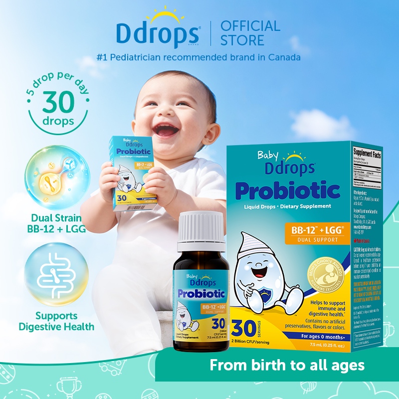 Ddrops Kids Liquid Bifidobacterium BB-12 + LGG Probiotics (150 Drops ...
