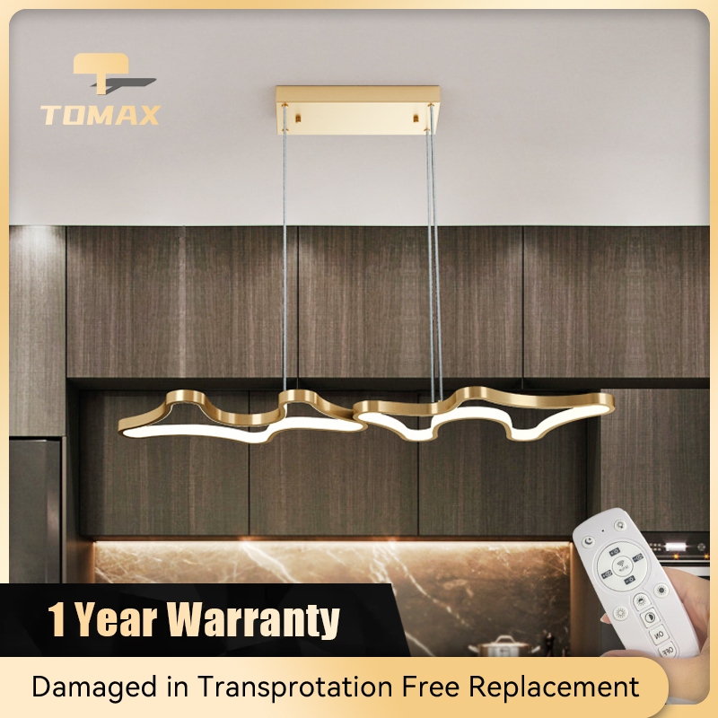 TOMAX 85cm Black Gold Pendant Light, 3-Color Changeable LED Dome Light ...