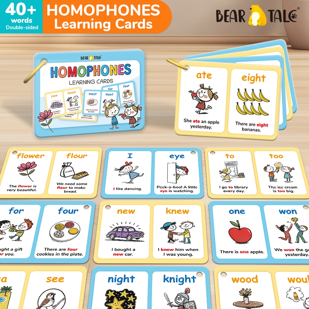 BEAR TALE Kids Homophones Learning Cards English Vocabulary Flashcards ...