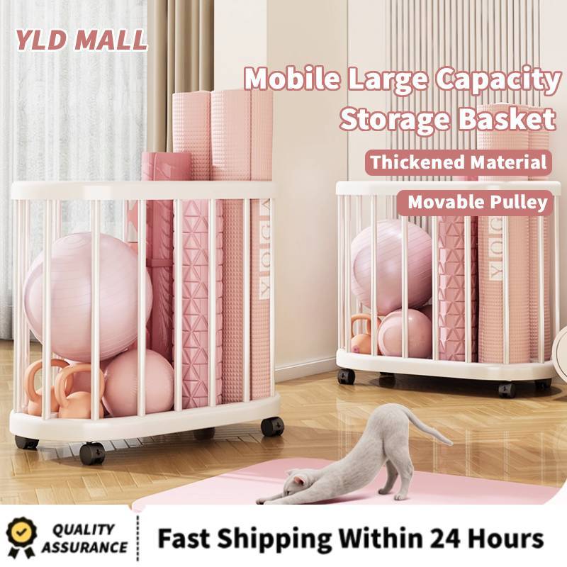 【Ready Stock】Yoga Mat Storage Basket Household Movable Fitness ...