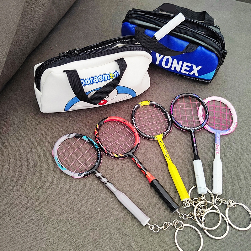 Mini realistic badminton racket keychain pendant Christmas gifts ...