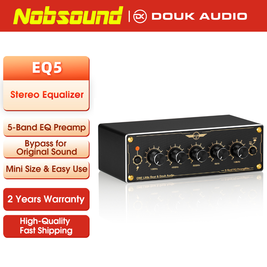 Douk Audio EQ5 Mini 5-Band EQ Preamp Equalizer Stereo Home/Car Audio ...