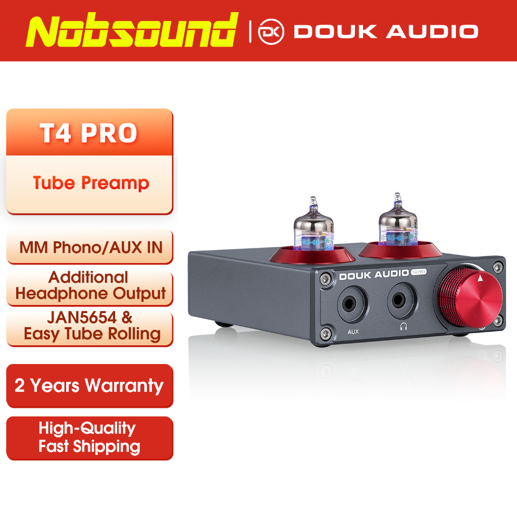 Douk Audio T4 PRO Mini 5654 Vacuum Tube Phono Preamp Home Stereo Audio ...
