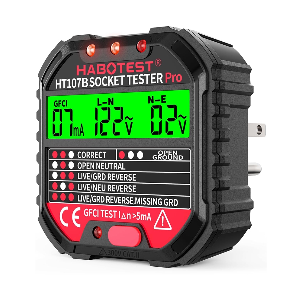 Outlet Tester Electrical GFCI Receptacle Detector with LCD Display, 90 ...