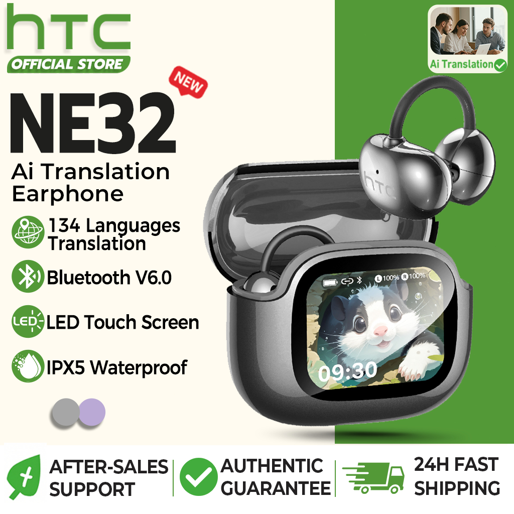 HTC NE32 Real-Time Translation AI Headset Bluetooth 6.0 Multi-function ...