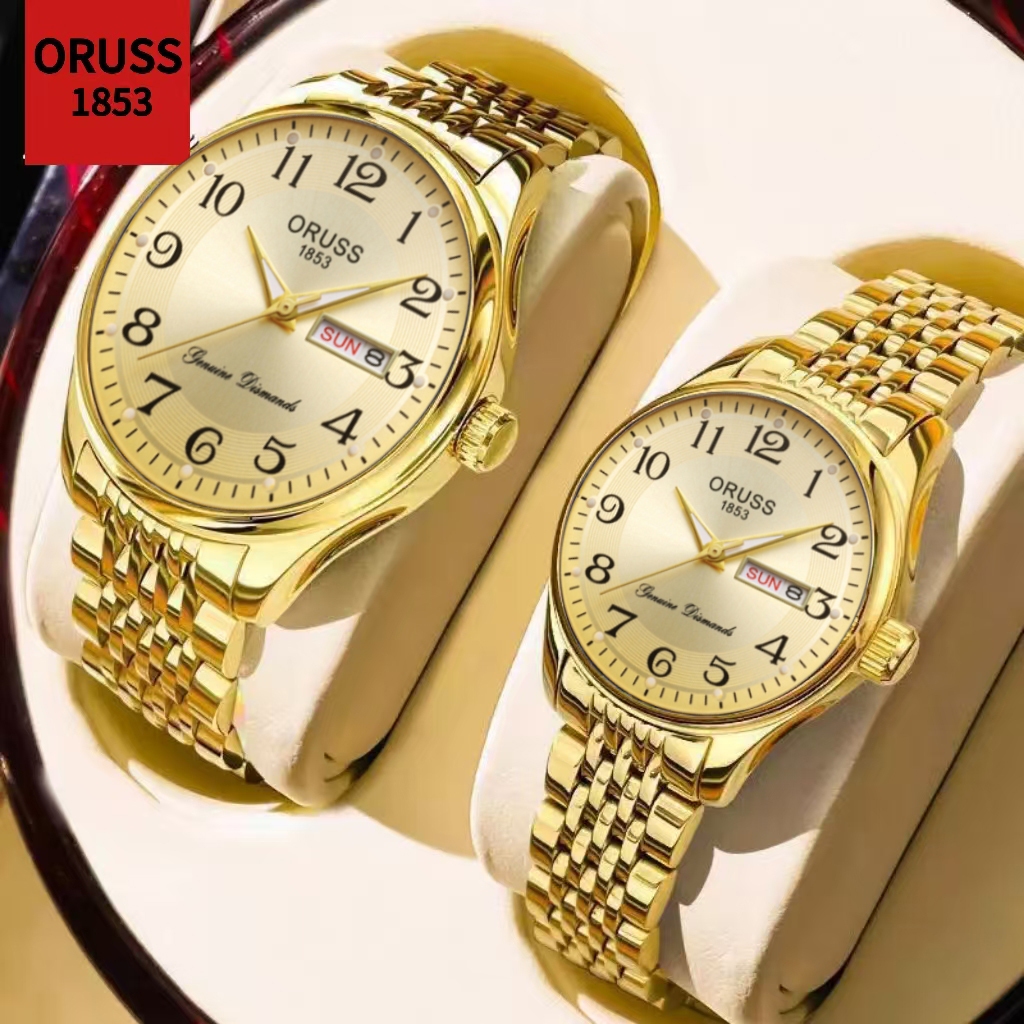 ORUSS Original Couple 2 Pcs Stainless Steel Luminous Luxury Gold ...