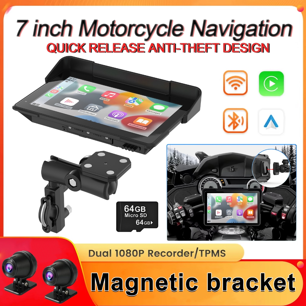2026 Motorcycle carplay Navigation Magnetic Bracket motorcycle TPMS 7 ...