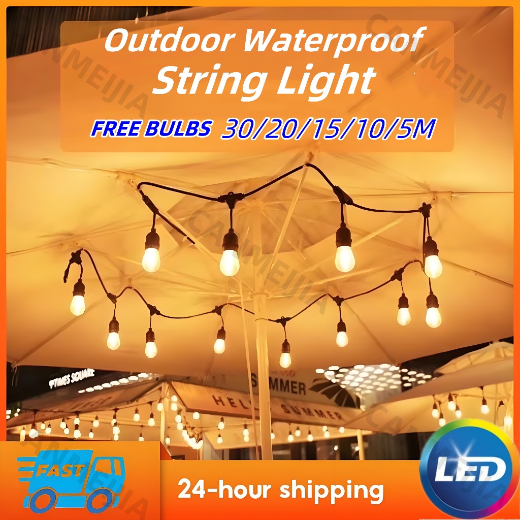 LED String Lights Outdoor Waterproof Christmas Lights with Light Bulb ...