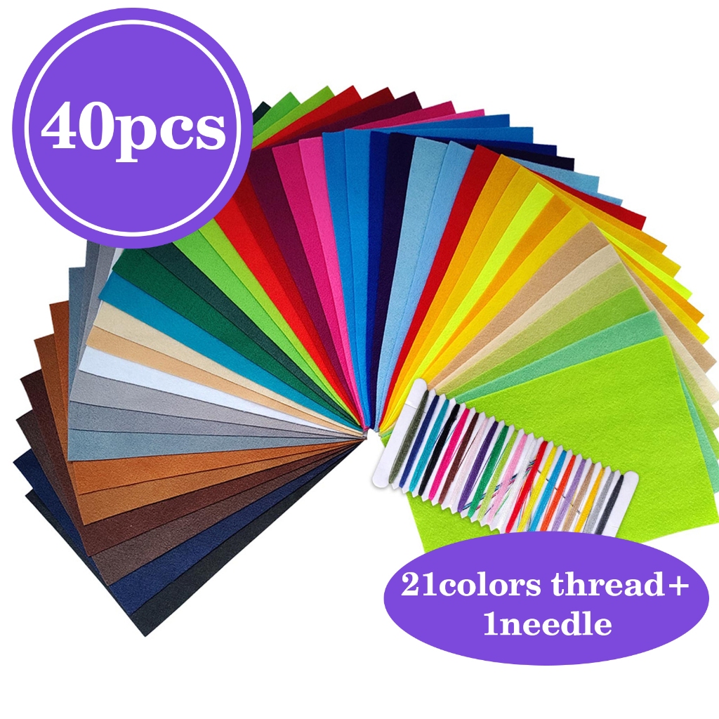 Soft Felt Fabric for Crafts 1.4mm Felt Square Sheets for Sewing DIY ...