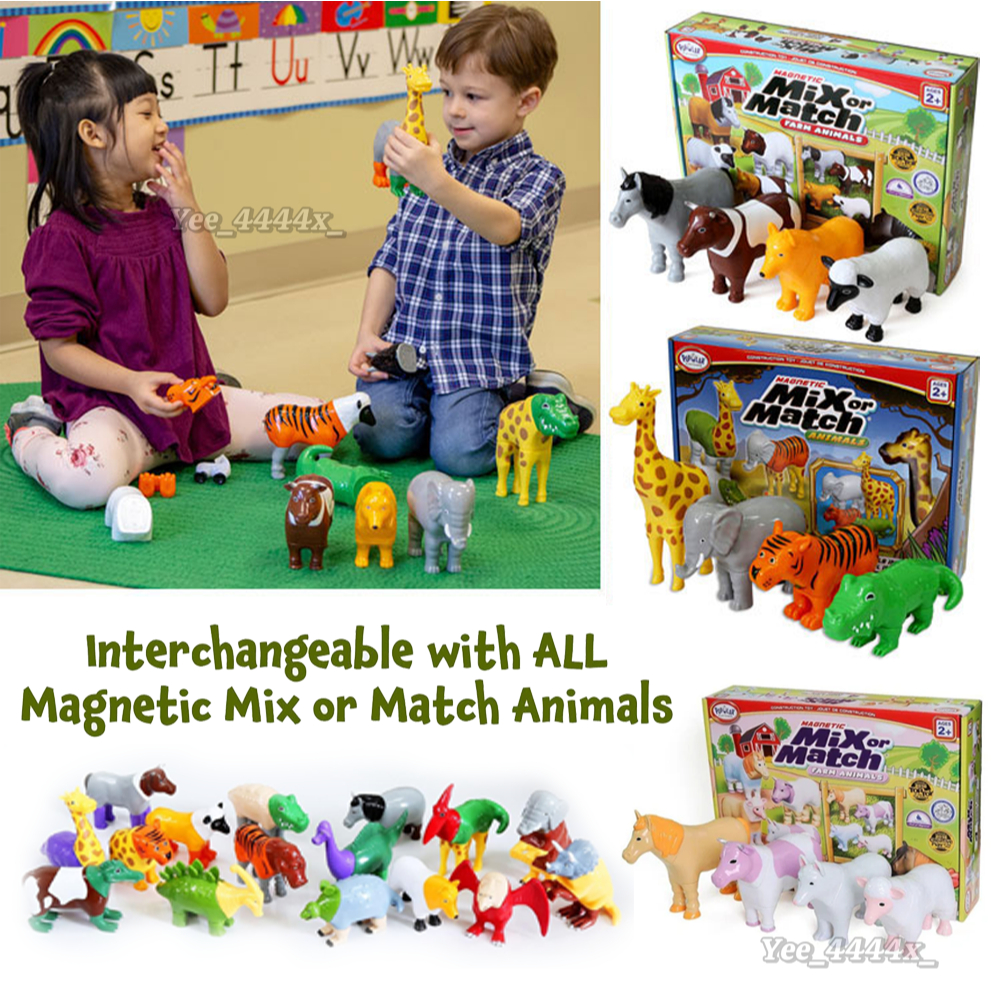 Magnetic Mix Match Animals Kids Toy Play Set Farm Animal Toys Portable ...