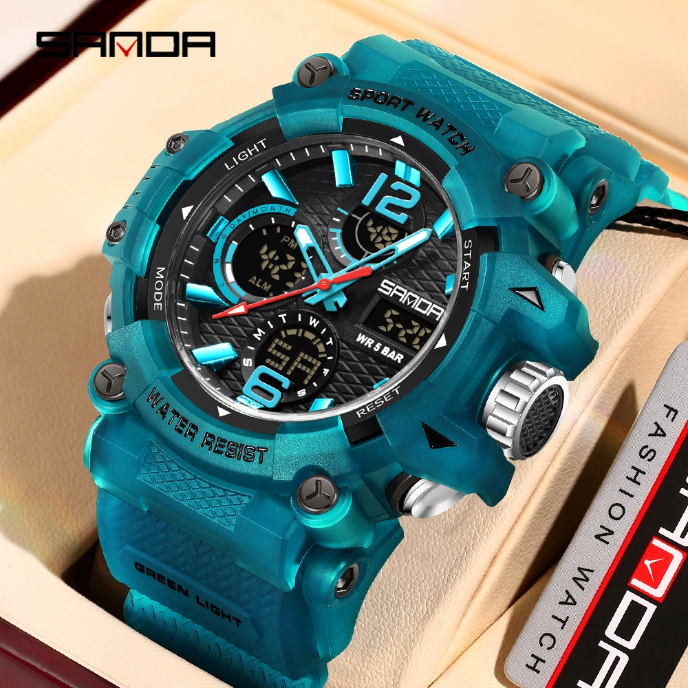 SANDA Luxury Sport Watch Wristwatch for Men Alarm Military Stopwatch ...