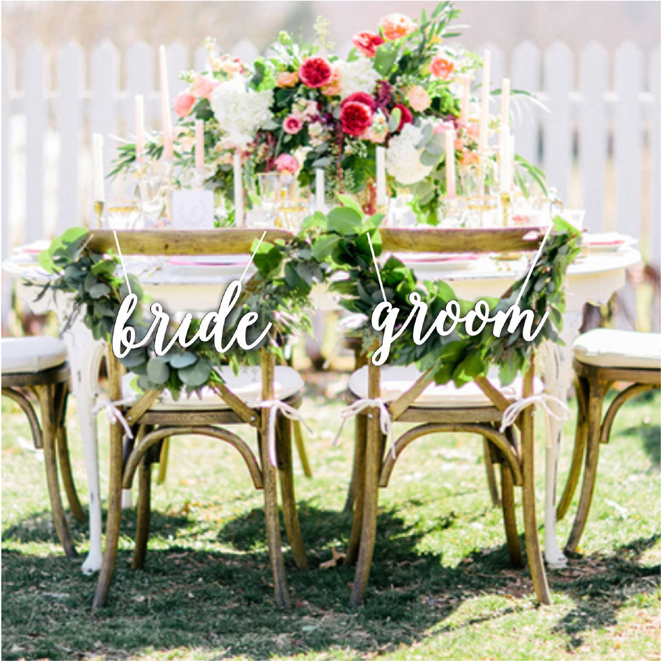 Bride and Groom Chair SIgns - Chair Sign Wedding- Bride Groom Chair ...