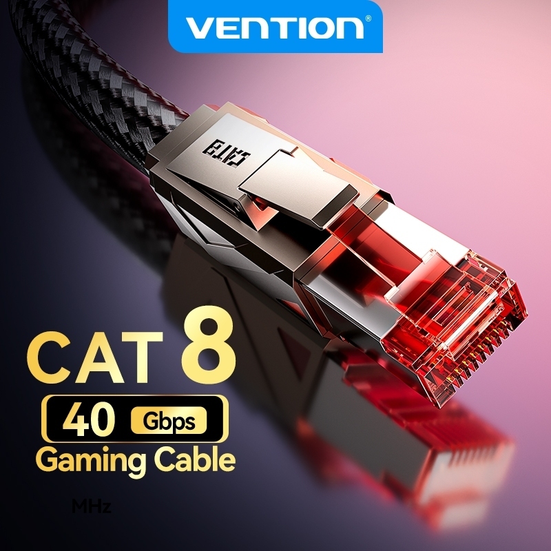 Vention Cat 8 Ethernet Cable Zinc Alloy Metal Braided High Speed 40Gbps ...