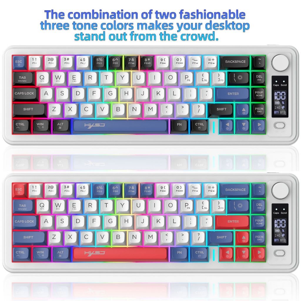 Tri-Mode Wireless Membrane Keyboard, Bluetooth/2.4G/Wired, Silent ABS ...