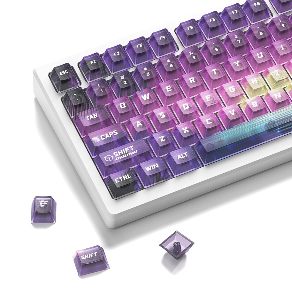 Womier Purple Transparent Keycaps 115 Keys MDA Profile Jelly Keycap Set ...