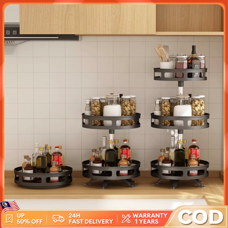 1/2/3 Tier 360° Rotating Spice Rack Kitchen Rack Seasoning Rack ...