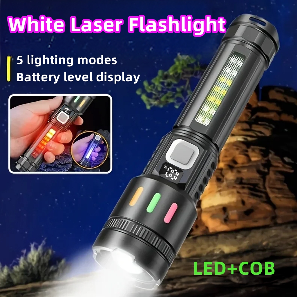 L-43 Flashlight 600 Lumens Super Bright Powerful LED Torch Light Type-C ...
