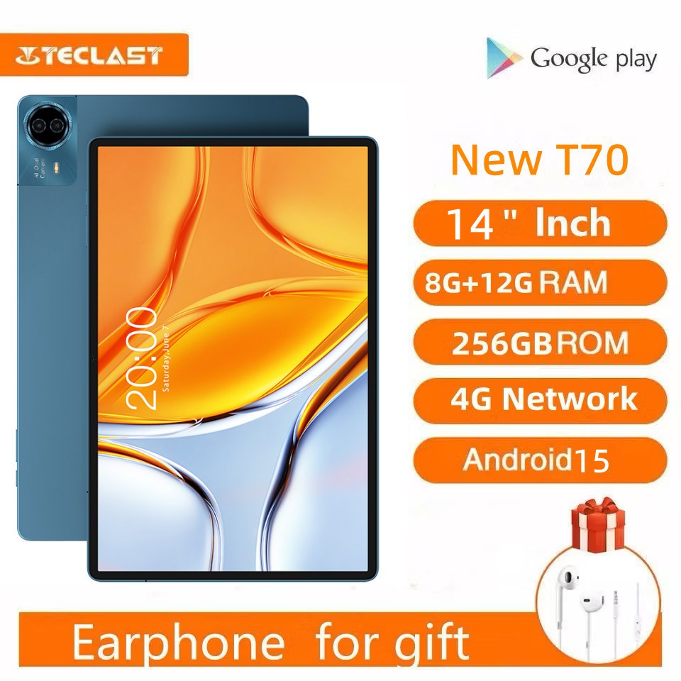 Teclast T70 Tablet 14" FHD Display Android 15 MTK Helio G99 8GB/256GB 10000mAh Battery 18W 4G ...