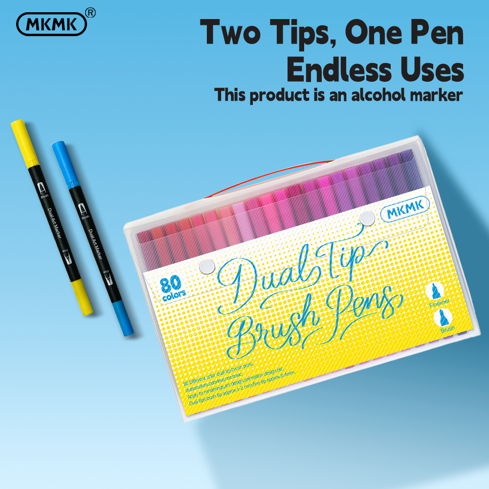 MKMK double-ended outlining pen 36/48/60/80/100/120 color package can ...